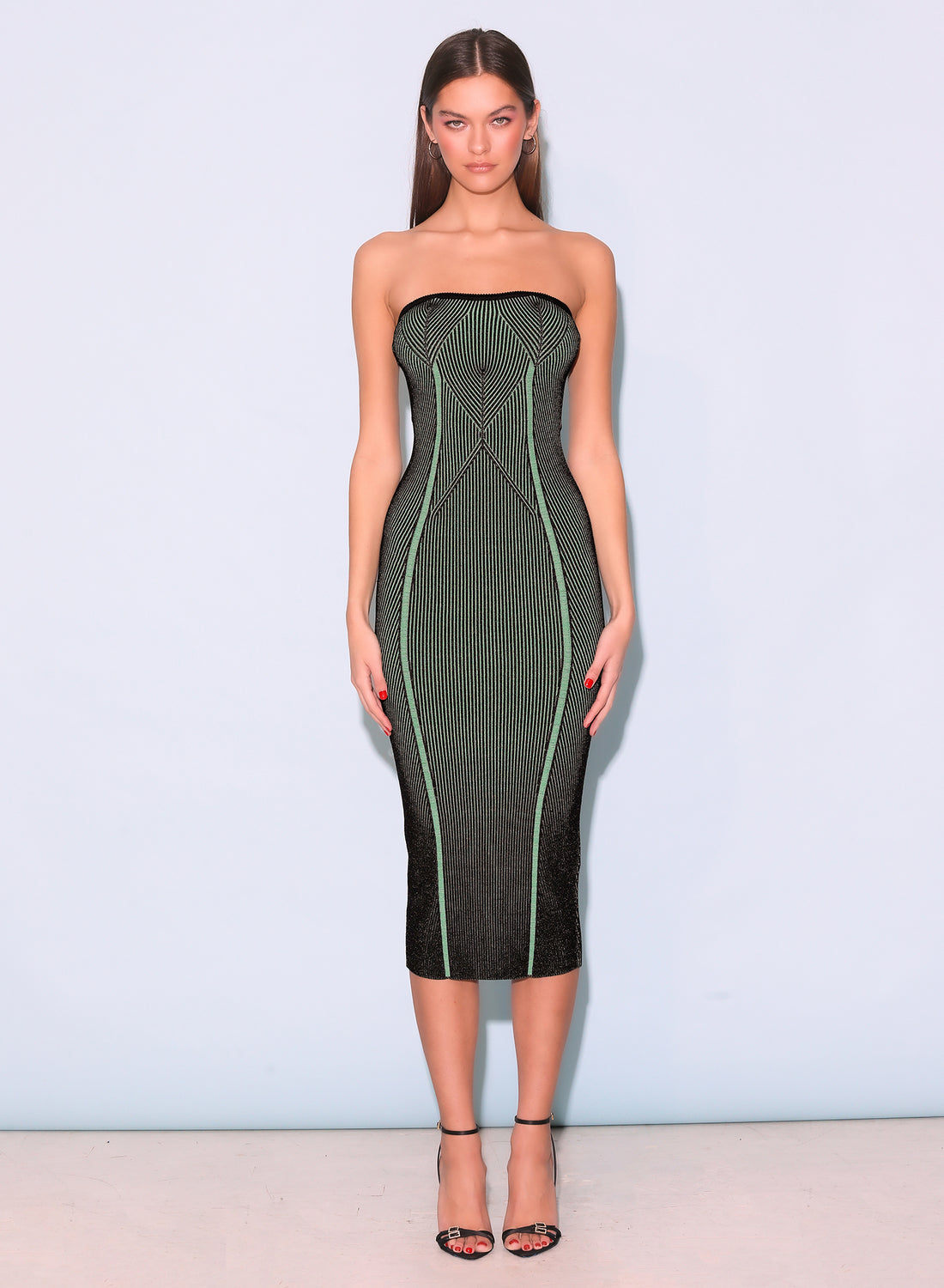 Green & Black Rib Knit Tube Dress | Fleur du Mal