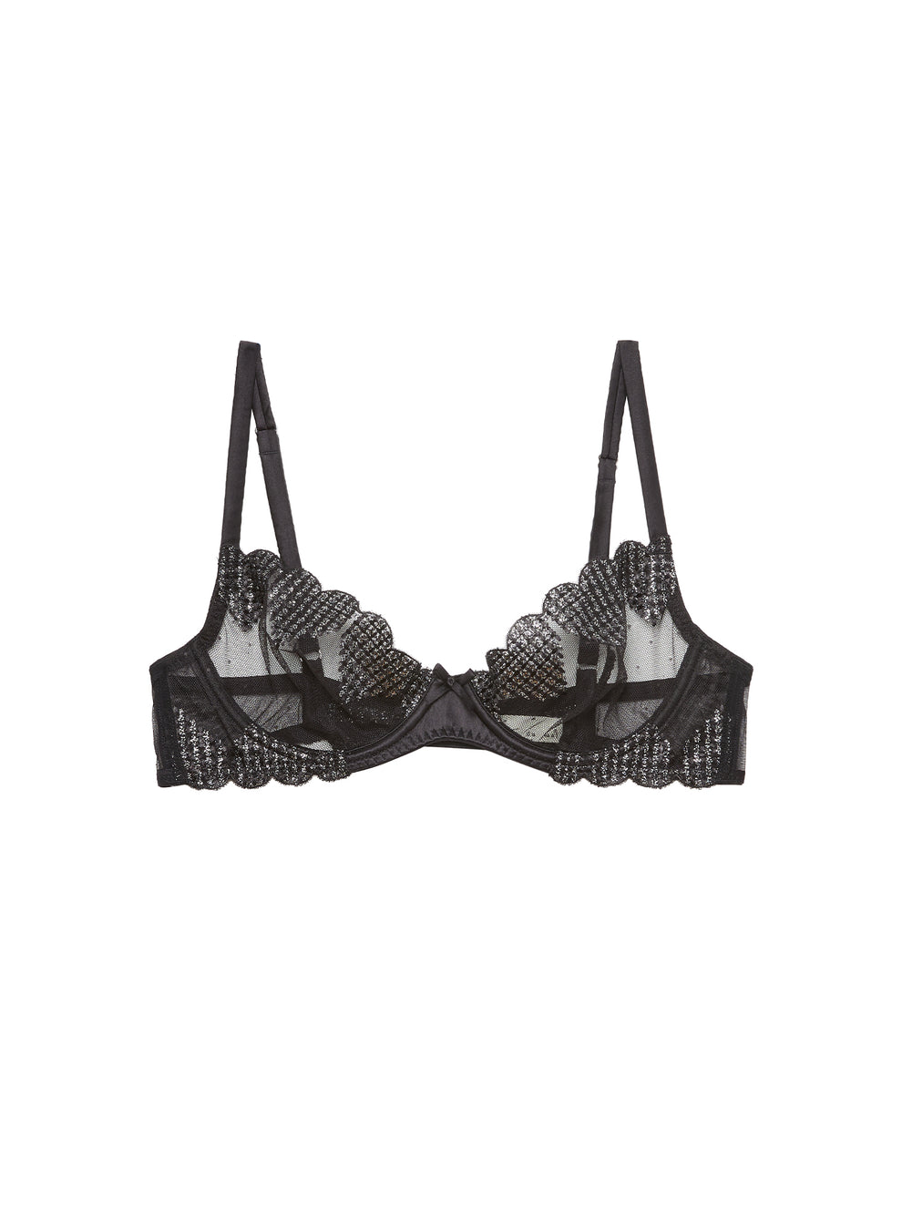 Black Heart Embroidery Demi Bra | Fleur du Mal