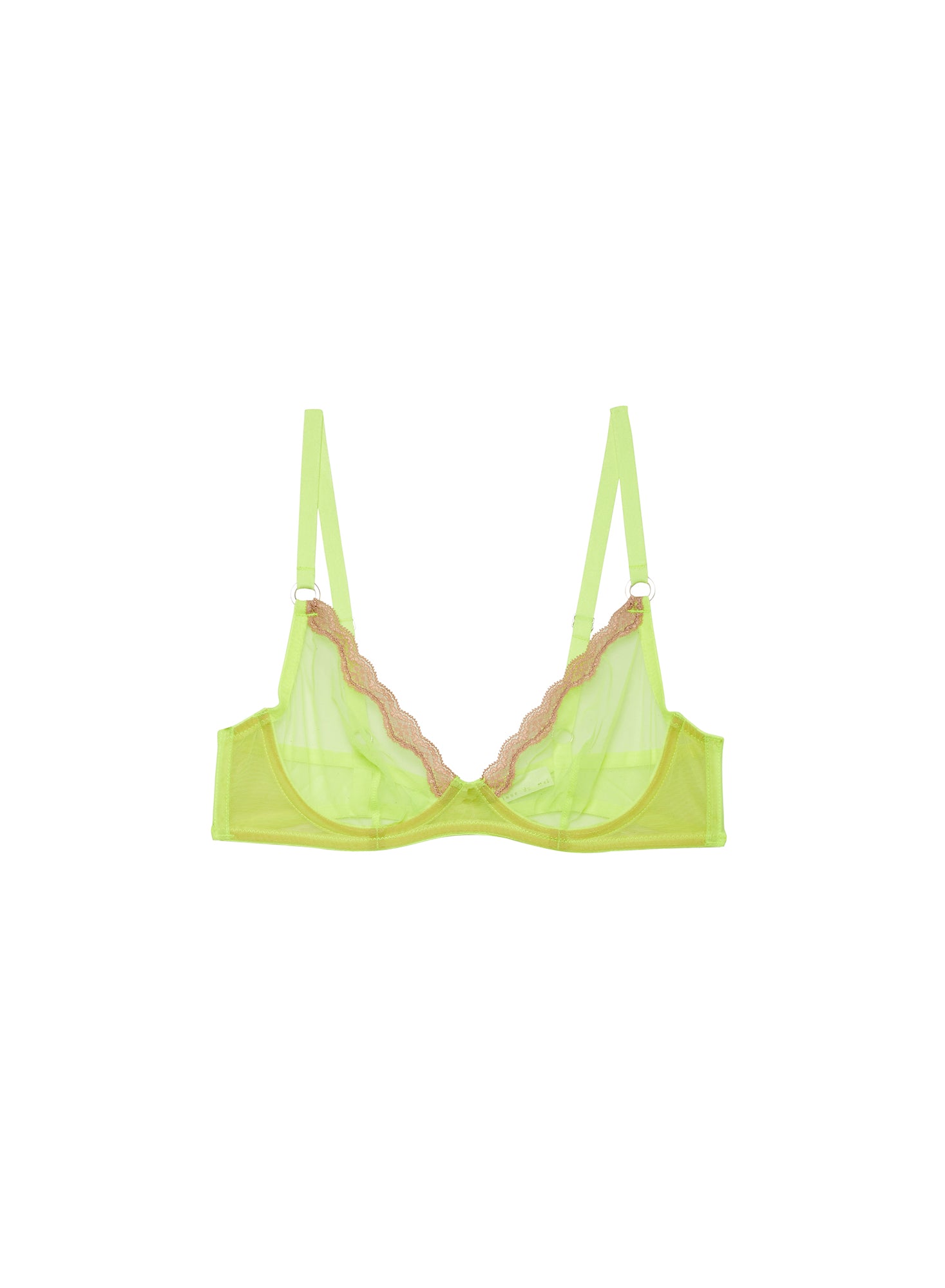 Neon Yellow Sheer Tulle Demi Bra | Fleur du Mal