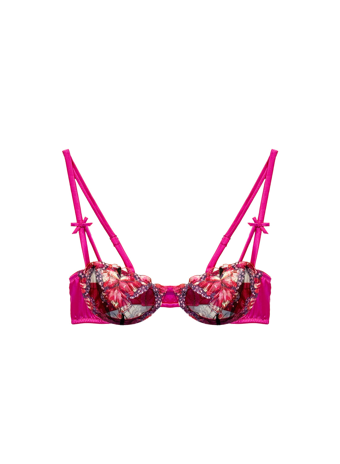 Cerise Butterfly Embroidery Balconette Bra | Fleur du Mal