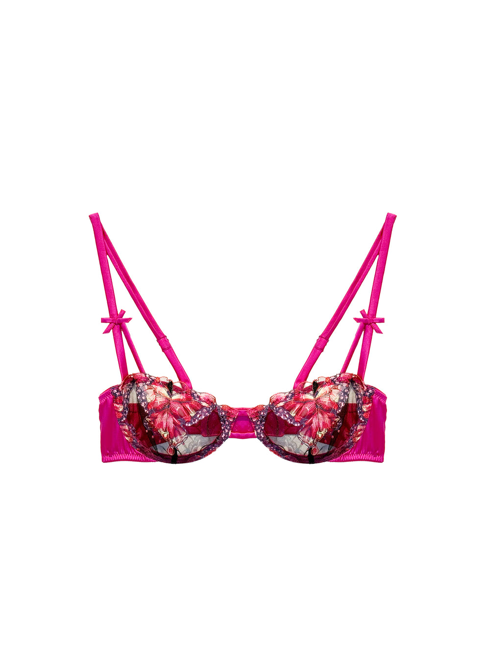 Cerise Butterfly Embroidery Balconette Bra | Fleur du Mal