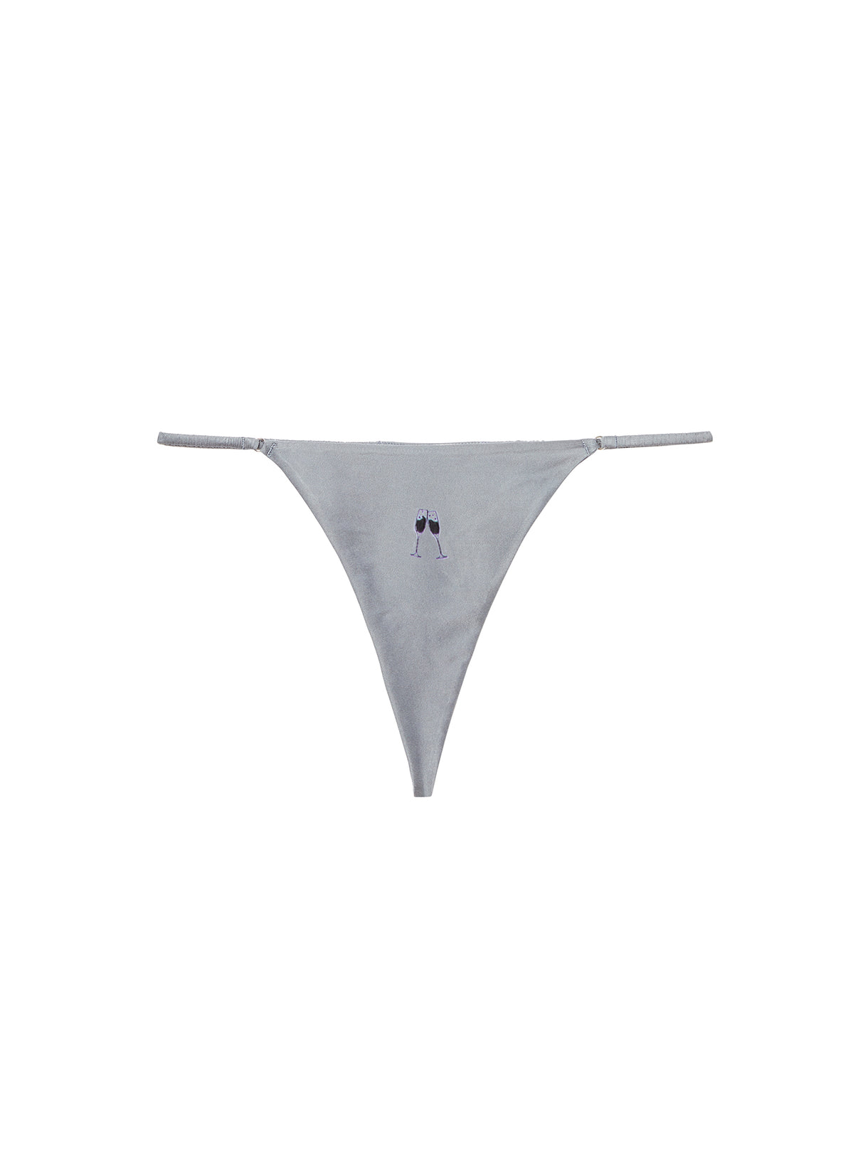 Silver Champagne Embroidered Luxe V-String | Fleur du Mal
