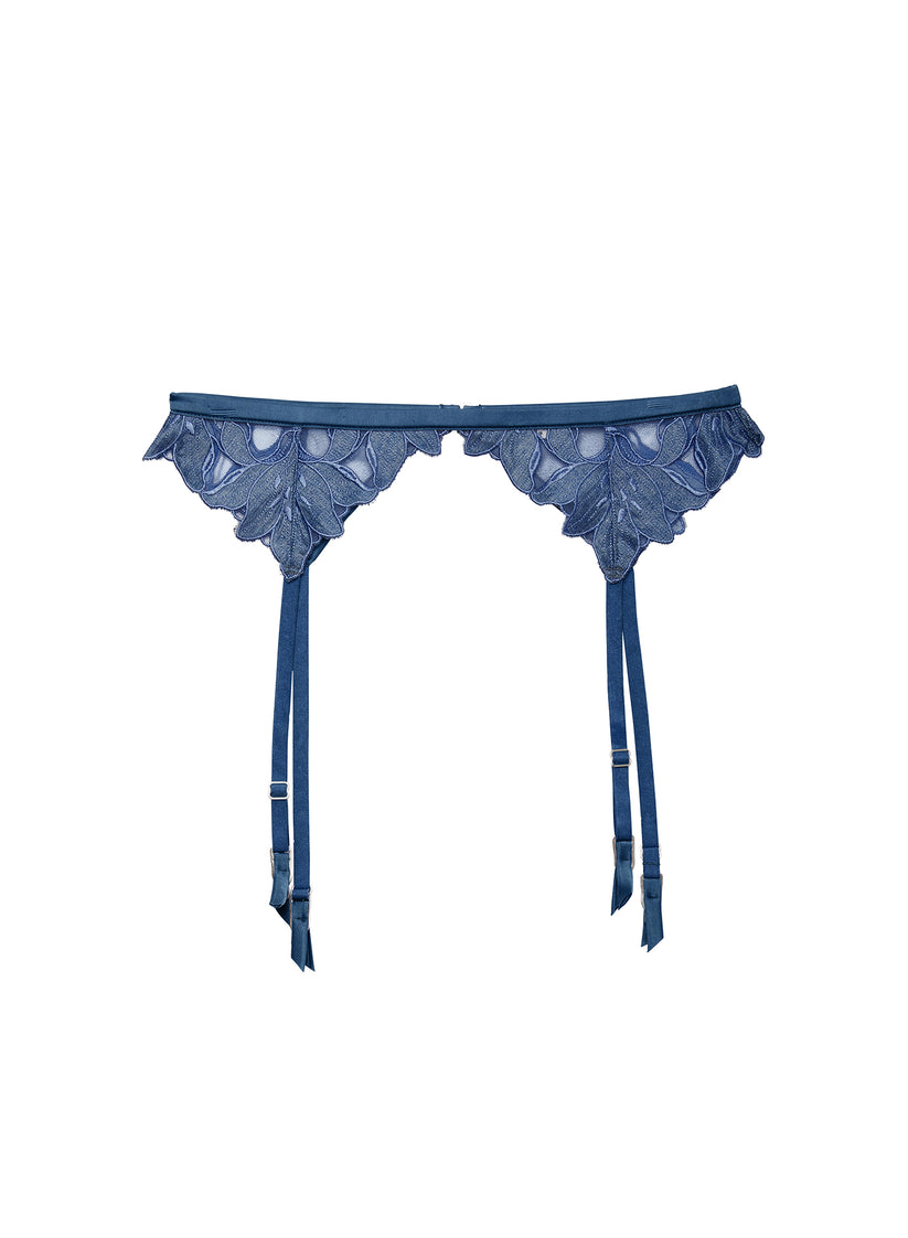 Denim Lily Embroidery Garter Belt | Fleur du Mal