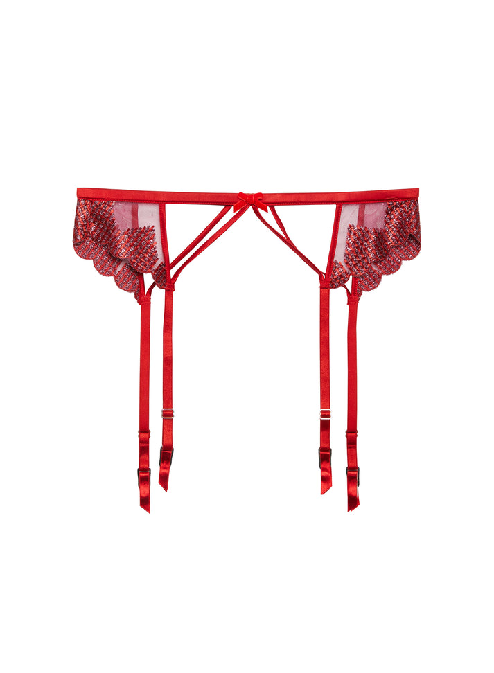 Red Heart Embroidery Garter Belt Fleur Du Mal