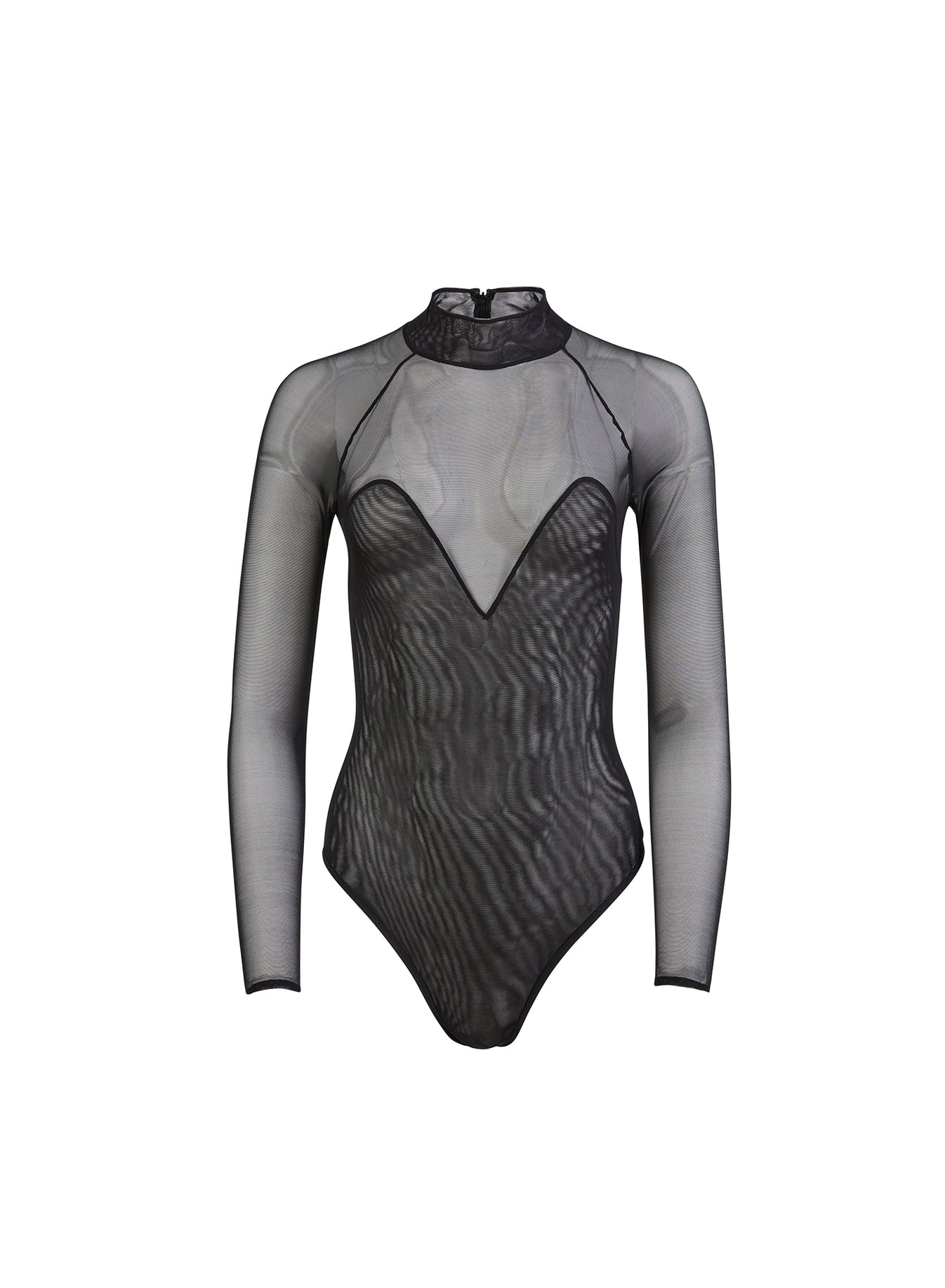 Recycled Black Mesh Long Sleeve Bodysuit | Fleur du Mal